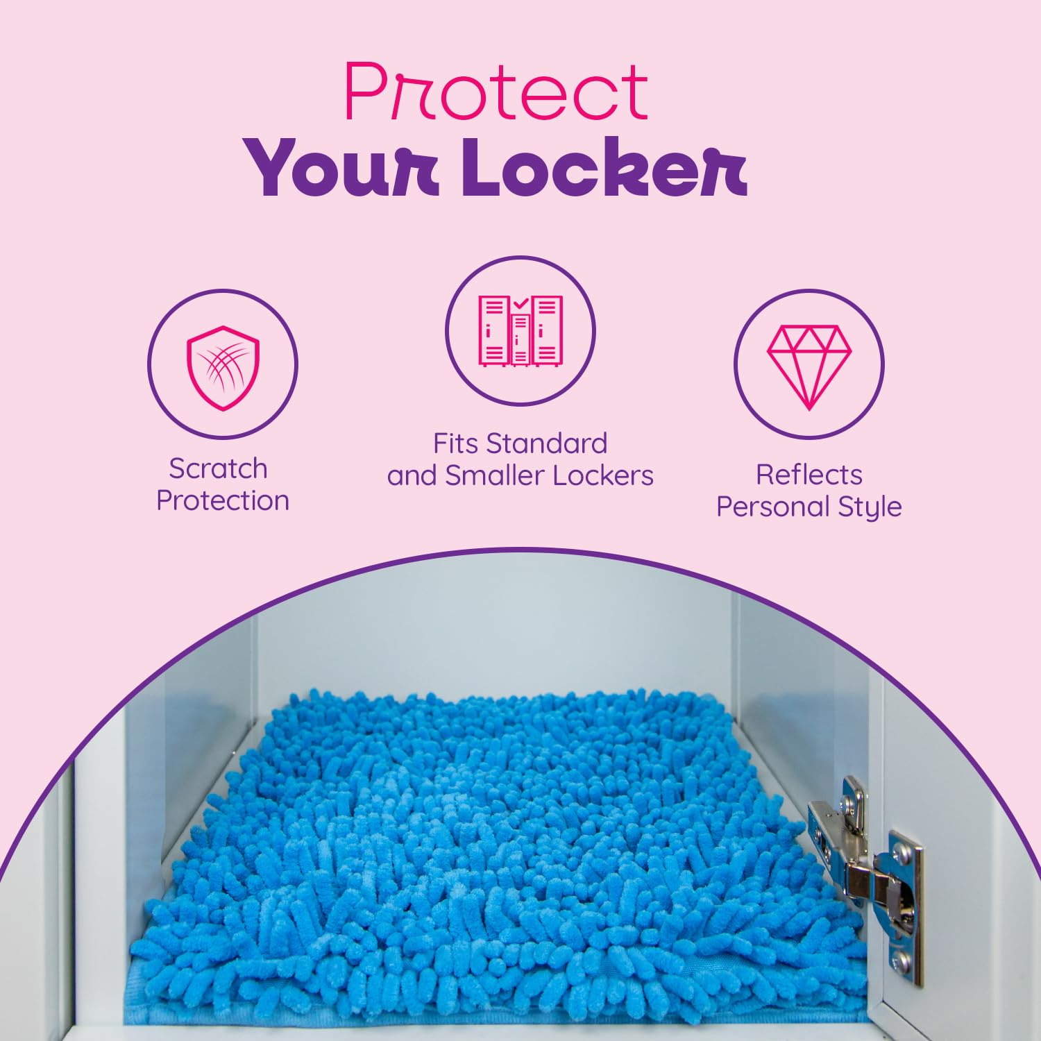 InstaLocker Locker Decorations Carpet - Locker Rugs for Girls - 100% Microfiber, Shaggy Style Locker Rugs - 11.5" x 17.5" Rectangle Locker Rug with Non Skid Backing - Top Locker Décor Accessories