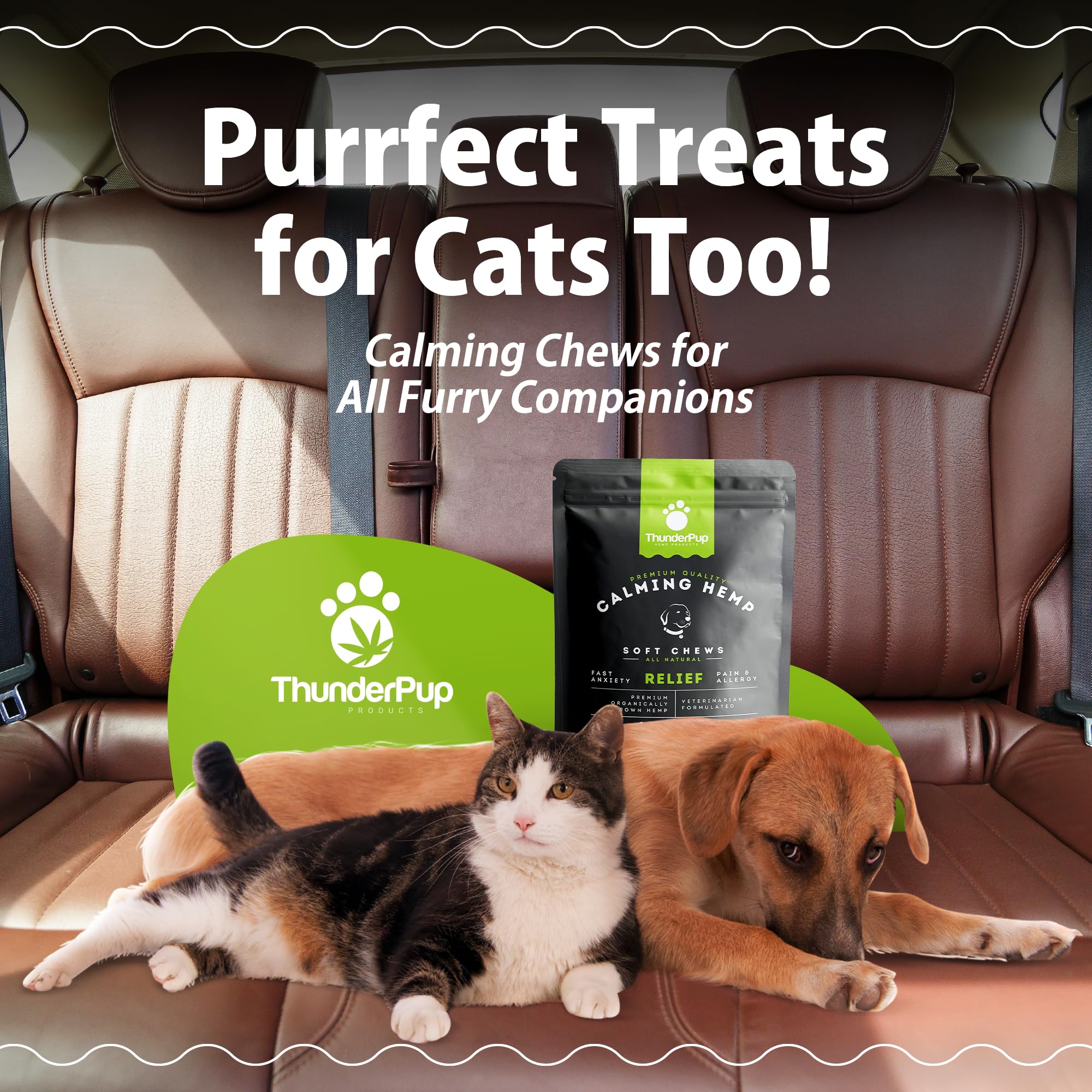 ThunderPup Premium Hemp Chews | Natural Calming Hemp Treats for Thunderstorms, Fireworks, Separation, & Traveling | Hip and Joint, Immune, & Overall Health Support, Chamomile & Valerian Root.