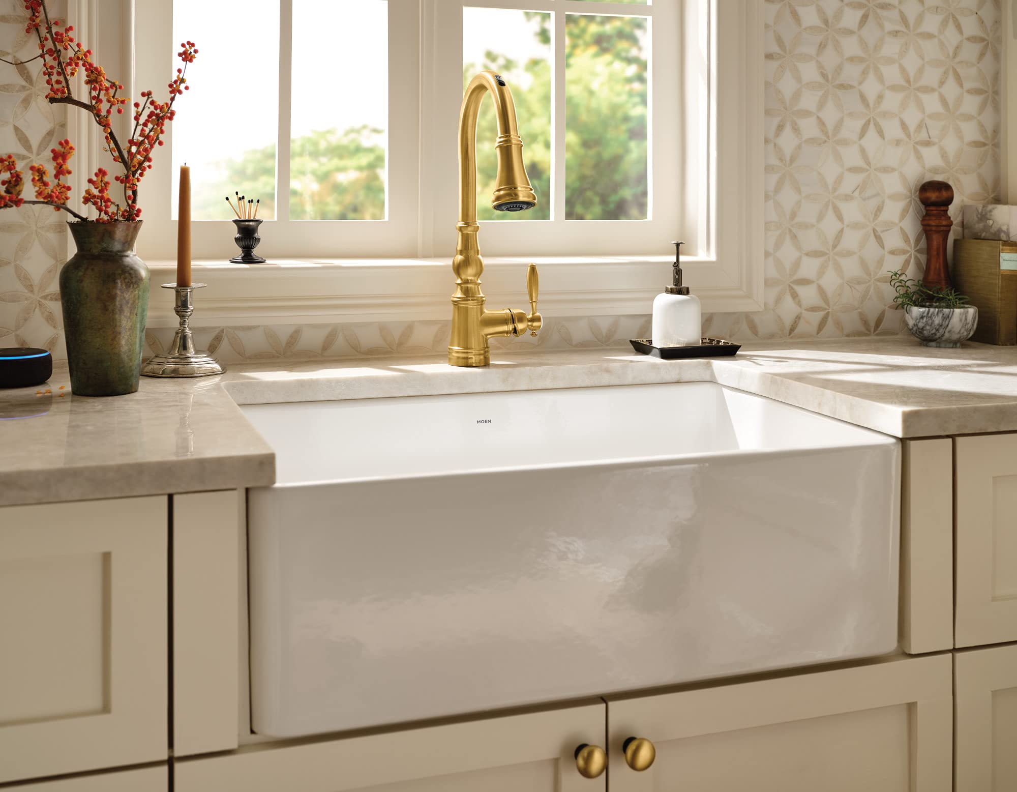 Moen FC301810 Apron-Front Fireclay Single Bowl Undermount Kitchen Sink, 30", 30 x 10 x 8.5, White
