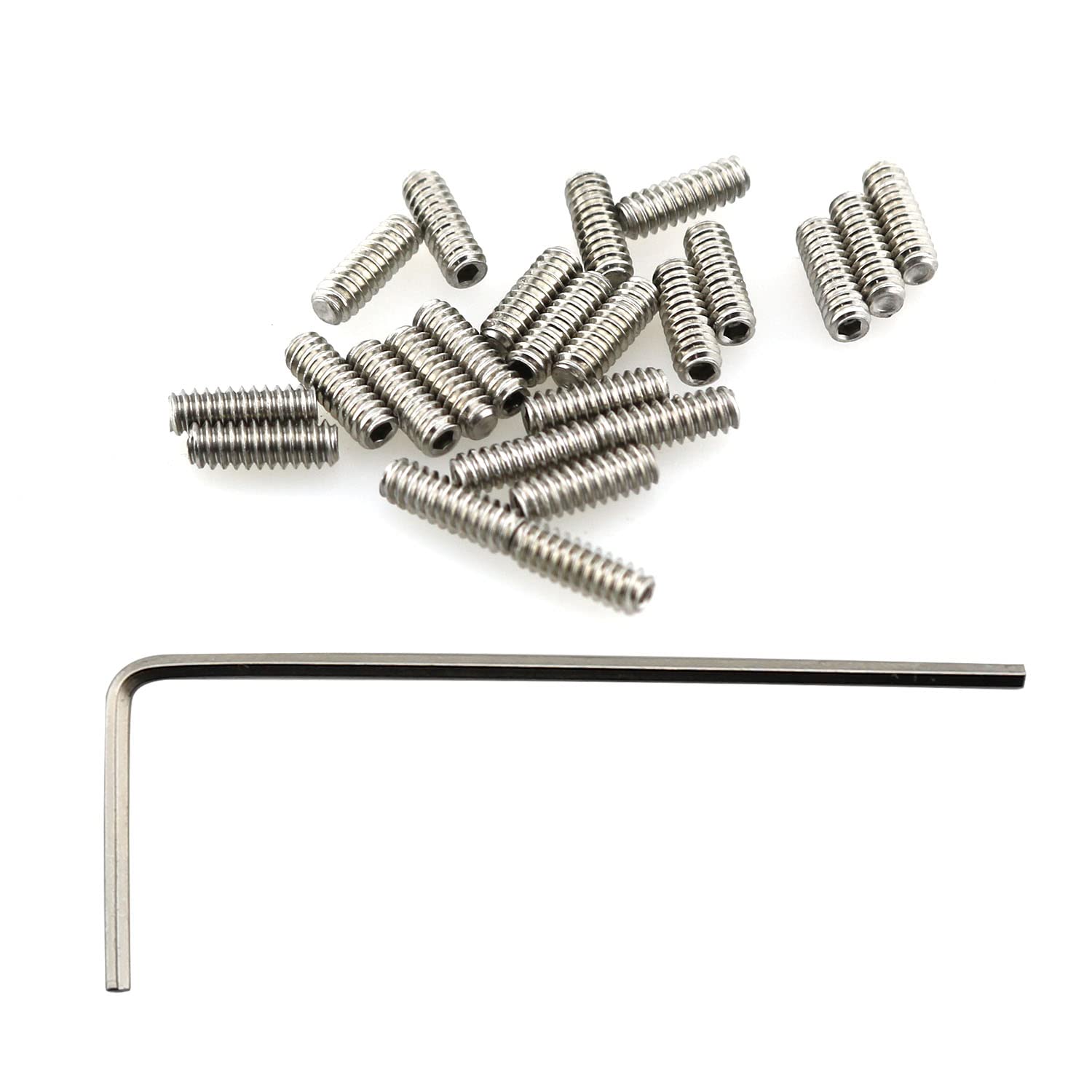 MEETOOT 25pcs Hexagonal Screws with Hex Key Wrench 4-40 x 5/16" Stainless Steel Headless Screw Flat Tip Screws Grub Screws