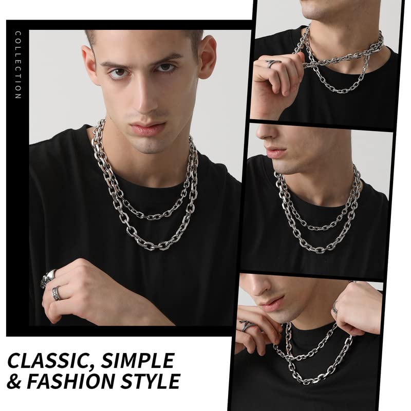 Stainless Steel Cable Link Chain Necklace for Women Men Jewelry Gift 3mm Sturdy Strong Rolo Chain Necklaces, 18 Inch