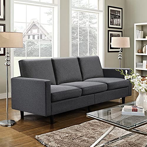 Yaheetech Contemporary Sofa 78.5ββ W 3-Seater Sofa Couch with Tufted Back Cushion Linen Fabric Upholstered Loveseat for Living Room Bedroom Gray