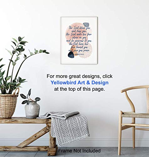 May the Lord Bless You and Keep You - Positive Inspirational Uplifting Religious Bible Study Wall Decor - Motivational Quote Scripture Verse Wall Art - Christian Encouragement Gifts - Aaronic Blessing