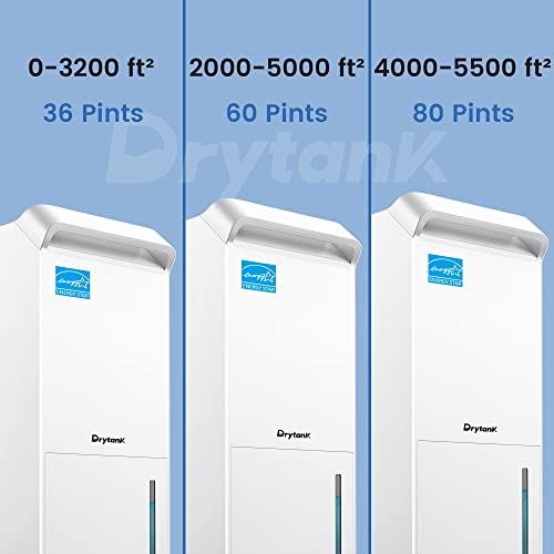 Vellgoo 3,200 Sq.Ft Energy Star Dehumidifier for Basement with Drain Hose, 36 Pint DryTank Dehumidifiers for Large Room, Suit for Garden Hose, Intelligent Humidity Control, 24H Timer White