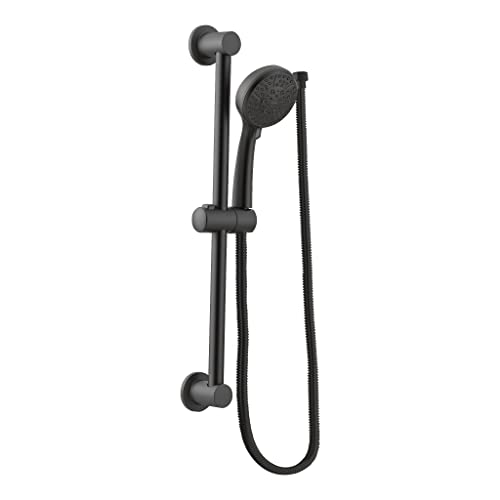 Moen Matte Black Eco-Performance 4-Spray Pattern Detachable Handheld Showerhead with 69-Inch-Long Hose and 30-Inch Slide Bar, 3669EPBL