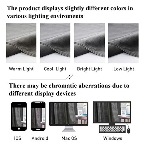 StangH Velvet Curtains 108 inches Long - Grey Blackout Room Divider Curtain Portable Backdrop Curtains Privacy Grommet Drapes for Office Loft Hall Large Window, Grey, 8 x 9 ft, 1 Panel