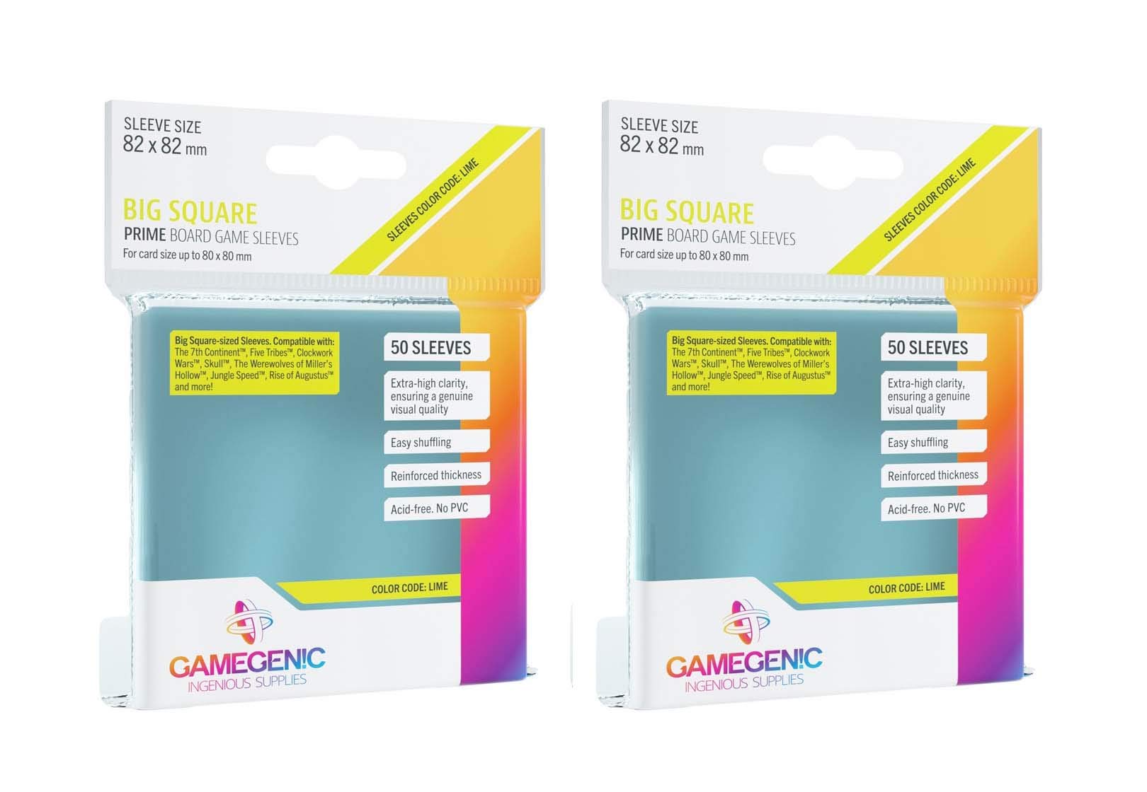 GameGenic Prime Board Game Sleeves – Bundle of 2 Packs - Big Square