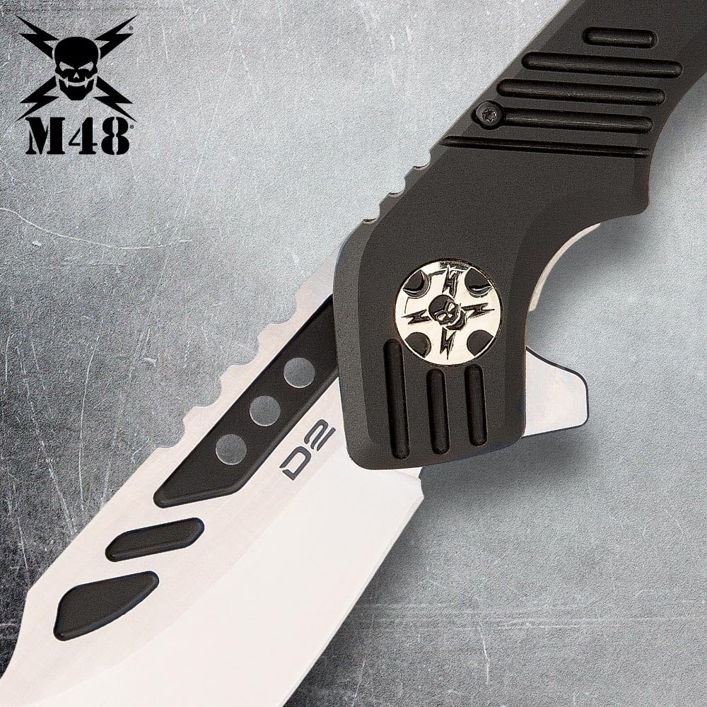 M48 Warthawg Pocket Knife | D2 Tool Steel Blade | Ball Bearing Opening | Pocket Clip | Injection-Molded Nylon Handle | Closed Length 6.75β