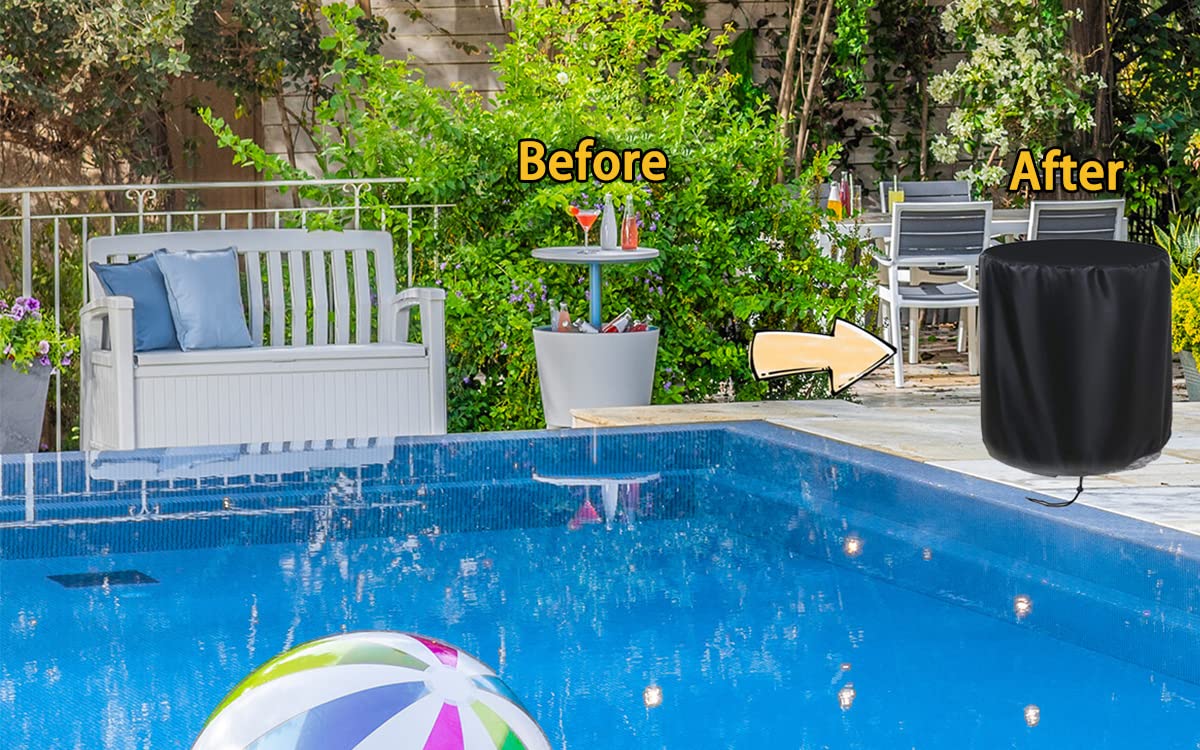 POMER Patio Cooler Bar Table Cover for Keter 7.5-Gal Cool Bar Table, Outdoor Round Side End Table Cover Waterproof Beer Cooler Table Cover - 21" D X 23" H