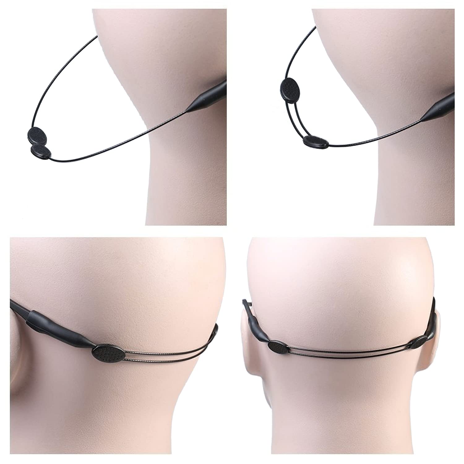 Maitsol Glasses Strap (4 PCS) - No Tail Sunglasses Strap - Adjustable Eyeglasses Strap - Eye Glasses Holder Around Neck, Sports Eyewear Retainer Glasses Strap for Men Women 14Inch(Black)