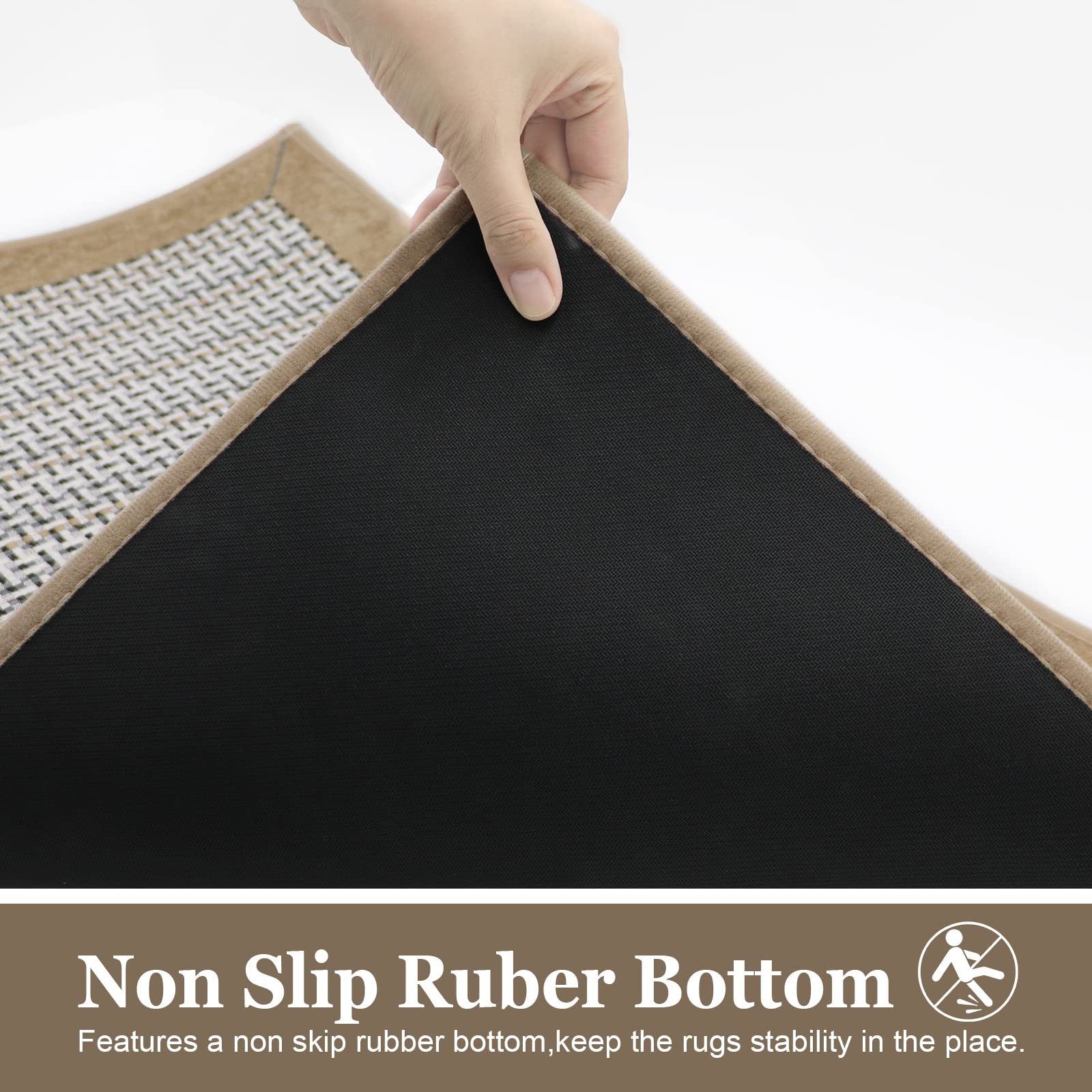 Insun 2 Piece Absorbent Kitchen Runner Rug Set in Front of Sink, Non Slip Rubbers Kitchen Mat Sets for Floor,Washable Kitchen Rug Sets for Hallway,Laundry Room,Khaki,20"x31.5"+20"x47"