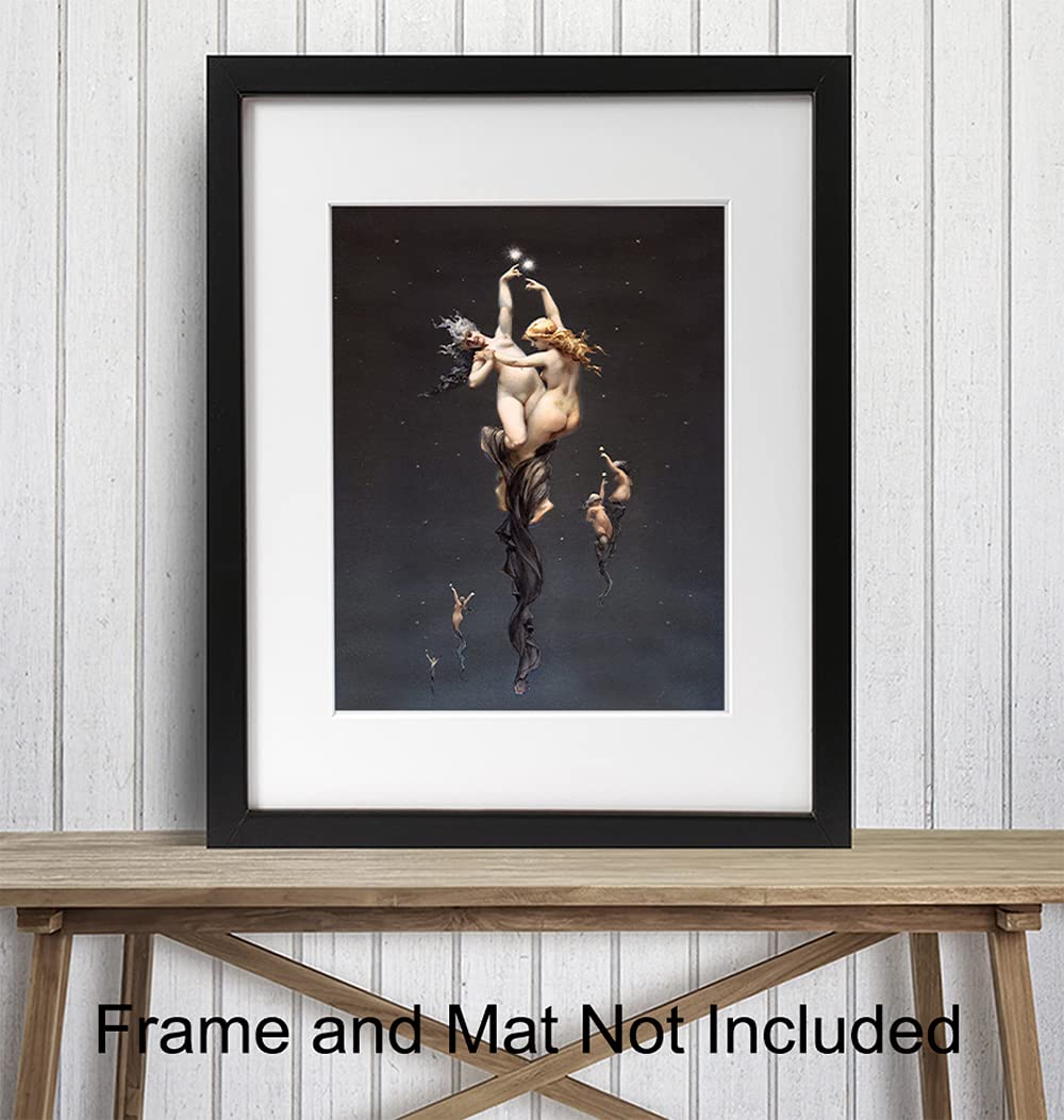 Pagan Fairy Decorations - Celtic Woman Mythology Wall Art - Witches Witch Decor - Celestial Witchcraft Wicca Wiccan Witchy Room Decor - Paganism Black Magic - Goth Gothic Home Decor