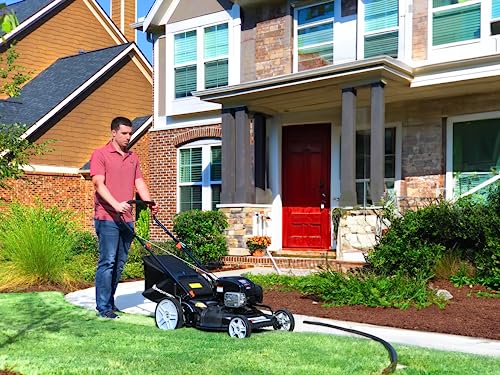 Yard Force Gas Lawn Mower 22-inch, YF22-3N1SP with Briggs & Stratton 150cc Engine, Vertical Storage, Self-propelled, Single Lever Cutting Height Adjustment, 12-inch Rear Wheels