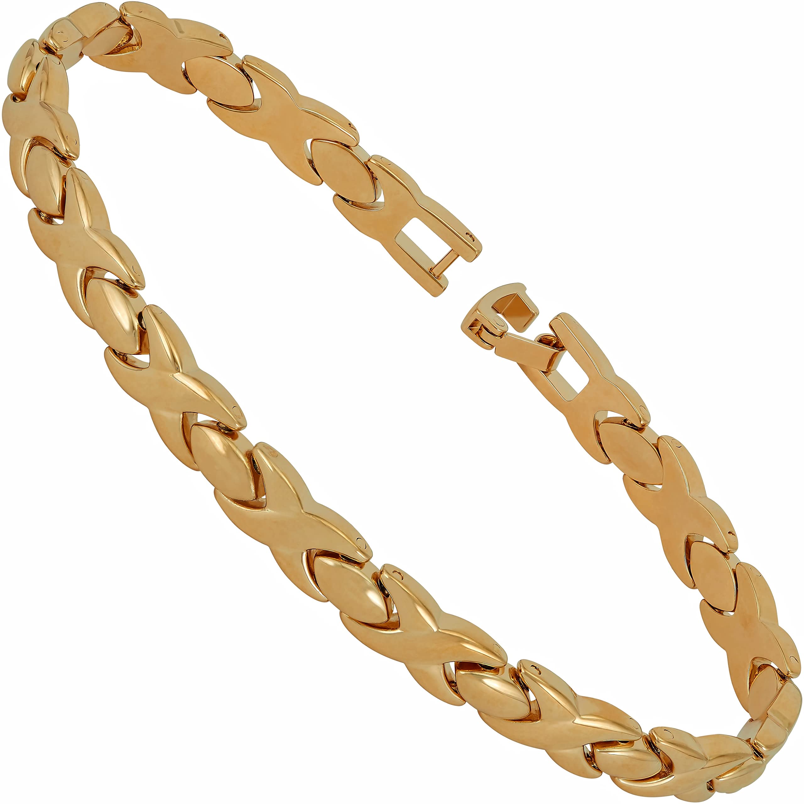 LIFETIME JEWELRY Polished “Hugs & Kisses Bracelet for Women and Men 24k Gold Plated (Gold, 8 inches)
