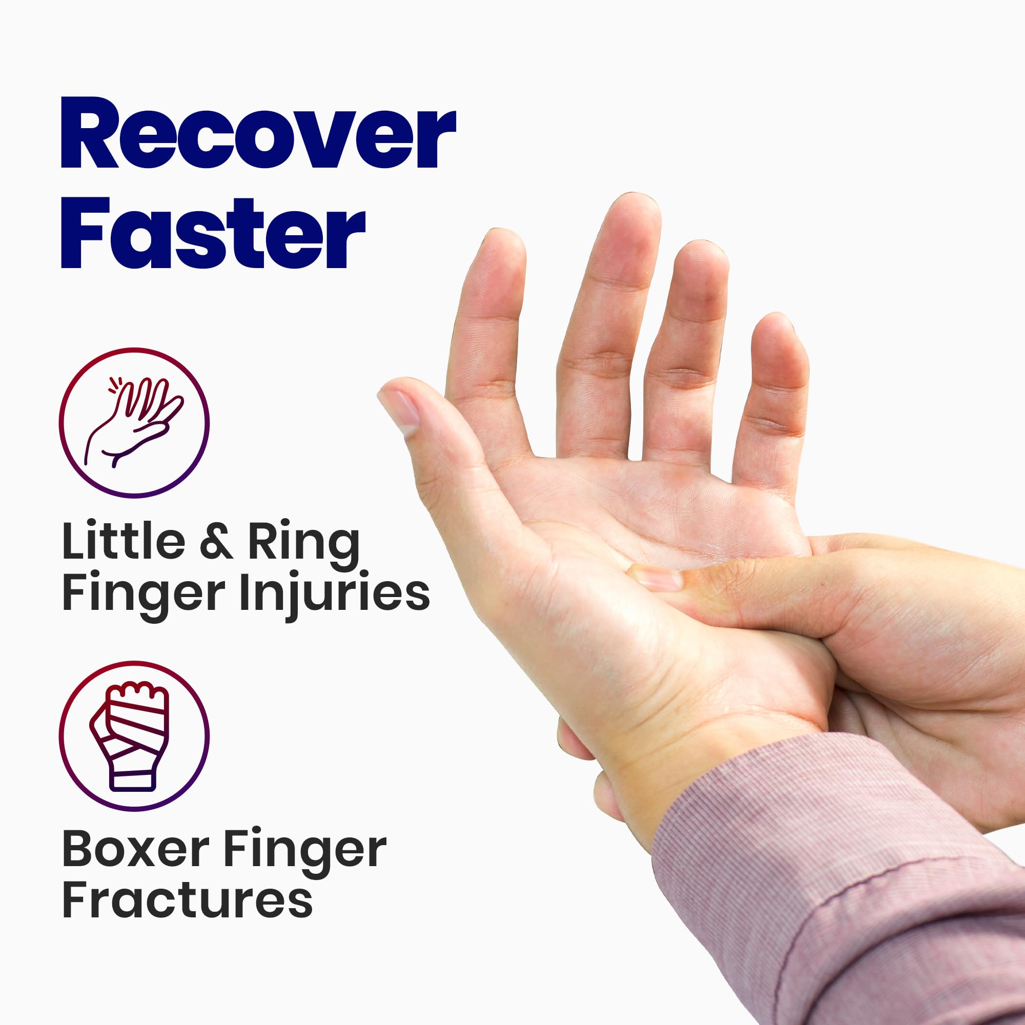 Metacarpal Finger Splint Hand Brace – Pinky Finger Splint For Boxer Fractures, Broken Ring, Little Finger Cast, Trigger Finger Immobilizer Straightener, Ulnar Gutter Splint Support Right - Small/Med