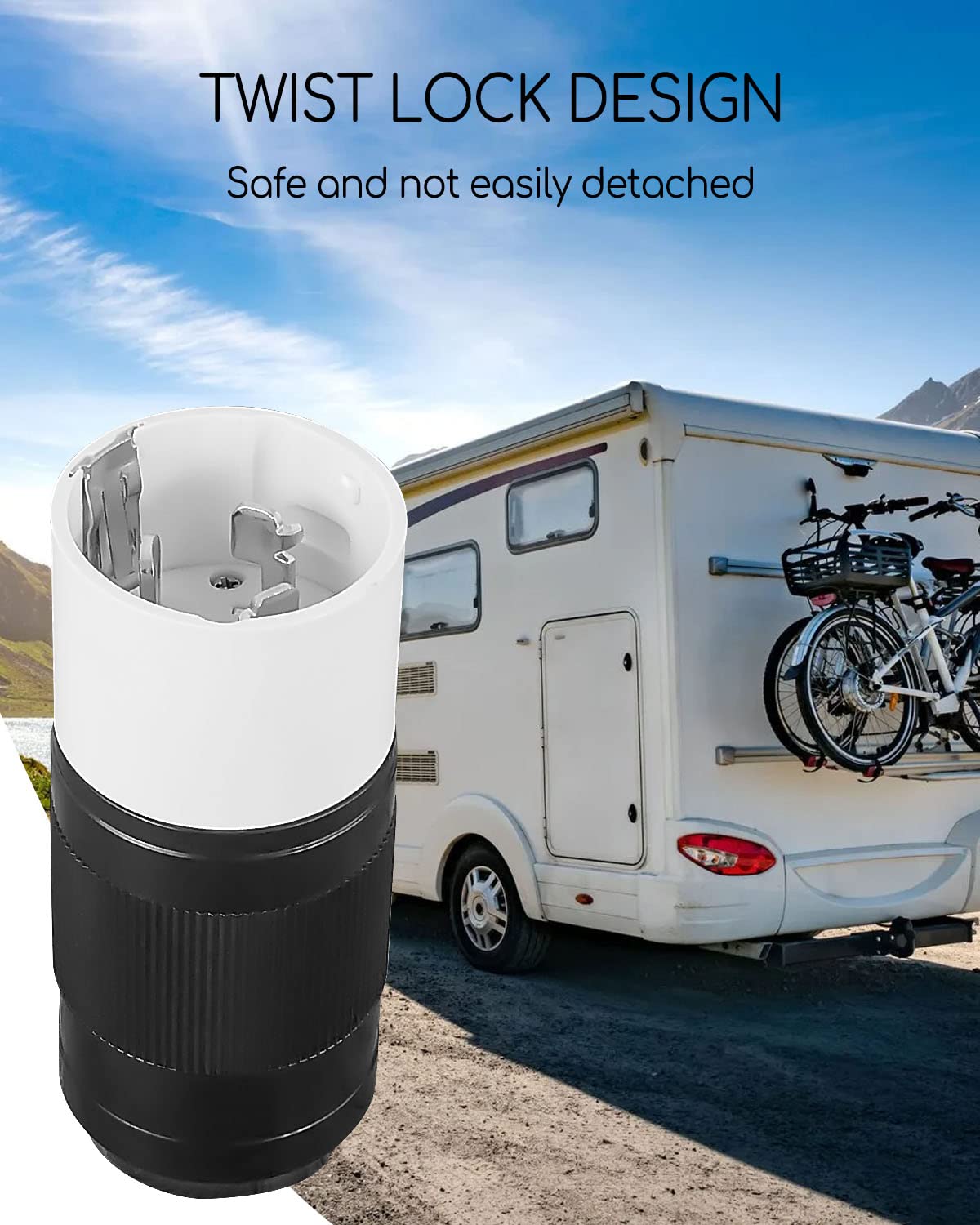 Generator Male Plug 50 Amp Twist Lock Plug Replace LL550P CS6365, Generator Power Cord Connector for Car RV Boat Camping Vehicle, 3 Pole 4 Wire Grounding, 12500W