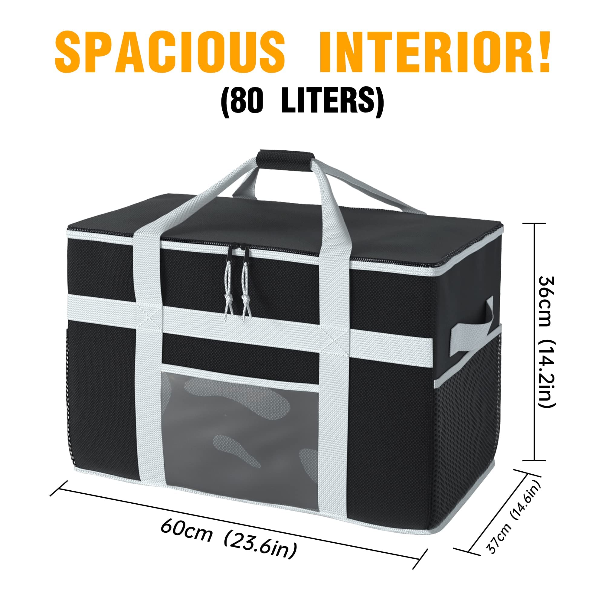 LIQING Insulated Delivery Bag - Pizza Delivery Bag | Great for Uber Eats, Instacart, Doordash, Grubhub, Postmates, Restaurant, Catering, Grocery Shipping