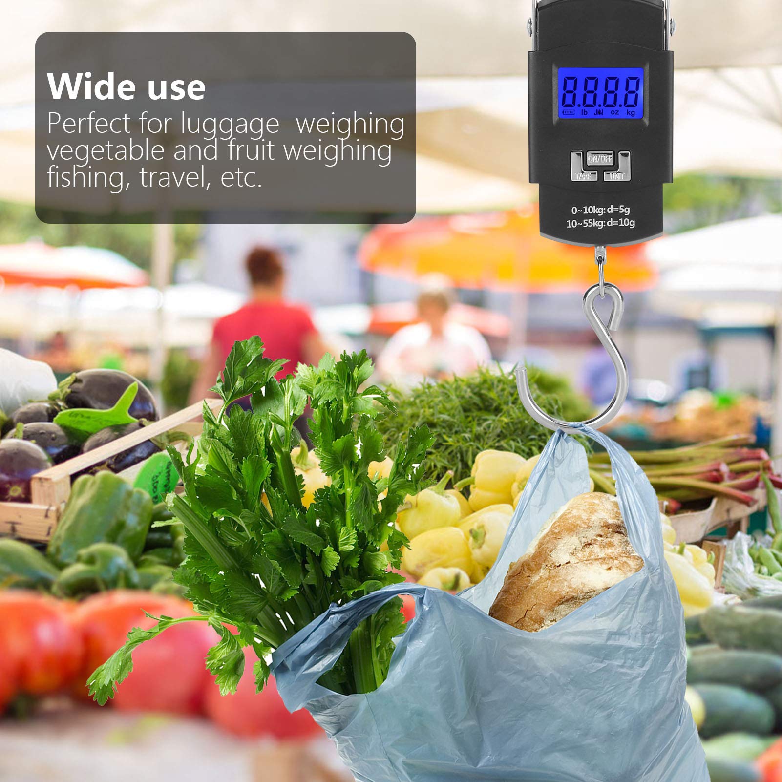 Fdit USB Rechargeable Portable Electronic Scale Portable Fishing Express Scale Electronic Portable Scale 55kg for Fishing Express Luggage