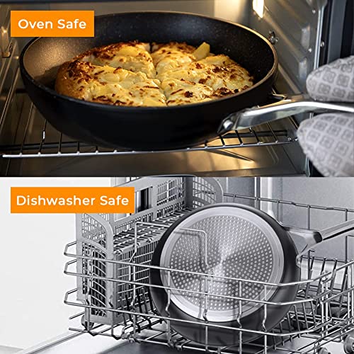 Fadware Induction Cookware Sets, Nonstick Pots and Pans Set 10 Piece, Dishwasher Safe Kitchen Cooking Pan, Includes Frying Pans, Saute Pan, Saucepans & Stockpot, Black