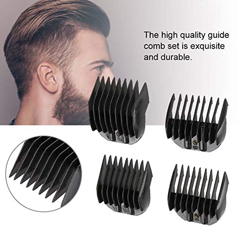 Hair Limit Comb, 4PCS/Set Universal Clipper Guide Attachment Set, Portable Guide Comb, Black Barber Haircut Accessories