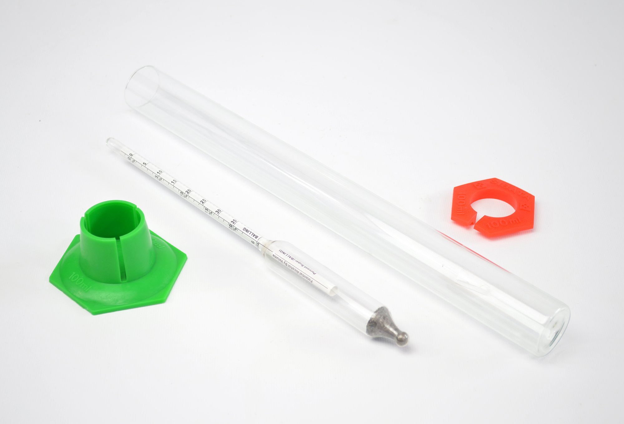 Triple Scale Hydrometer and 13" Glass Hydrometer Test Jar with Stand with Safety Bumpers Home Brewing Beer Brewing Wine Making