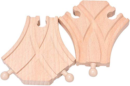 Ioffersuper 10 Pieces Wooden Train Track Set, Curved Switch Track and Cross Track Compatible with All Major Brands