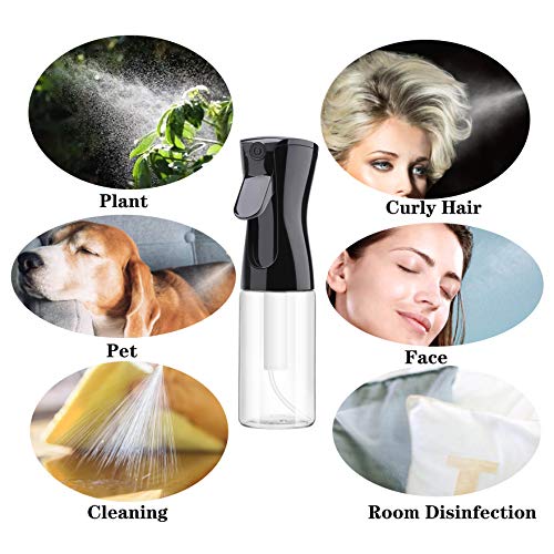 Hair Spray Bottle, Continuous Spray Water Bottle Refillable Continuous Pressurized Mist Sprayers Empty Misting Bottle for Taming Hair in Morning, Showering Pets, Plants, Cleaning - 5.4oz/160ml