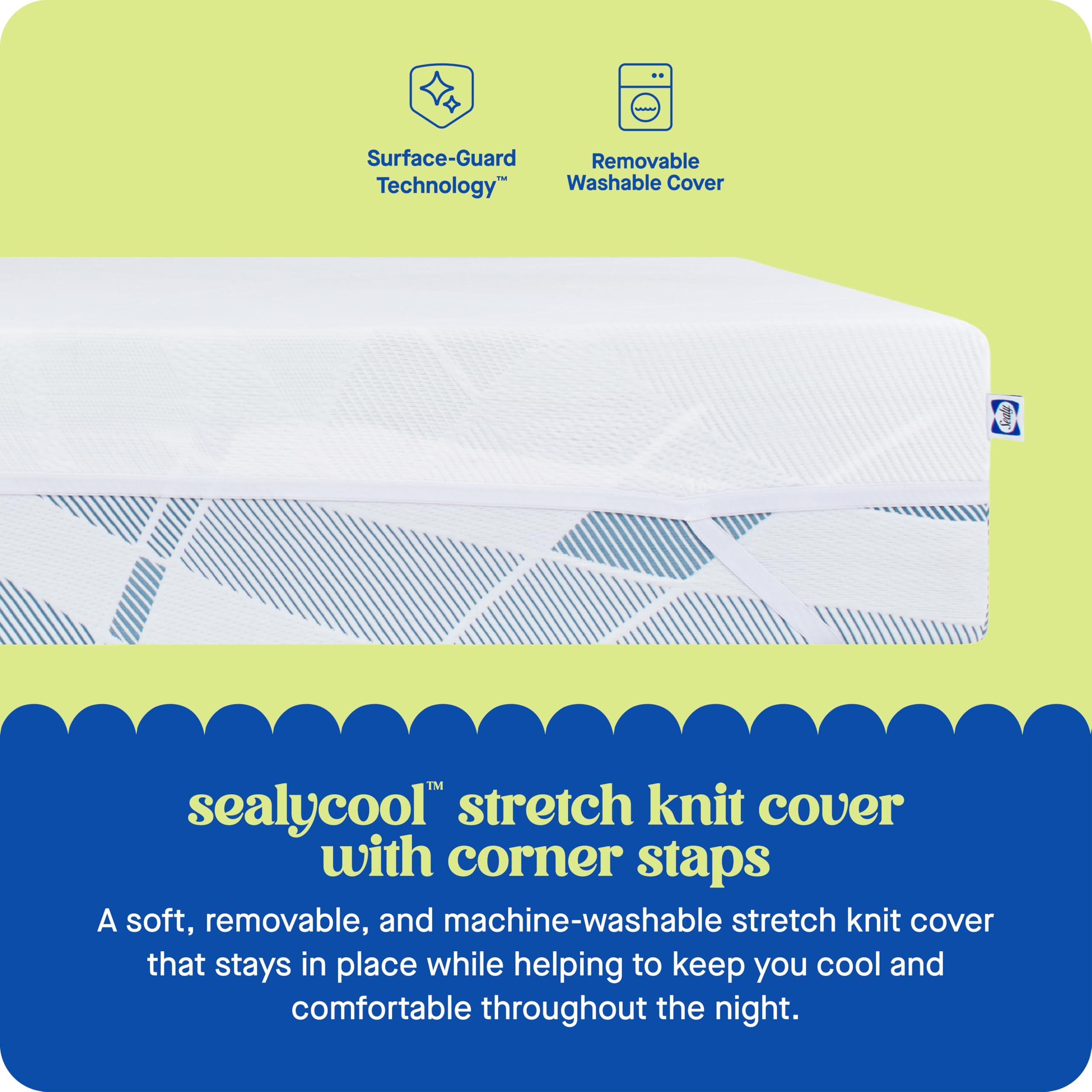 Sealy Dreamlife 3β Gel Memory Foam Mattress Topper with Cooling Cover, King