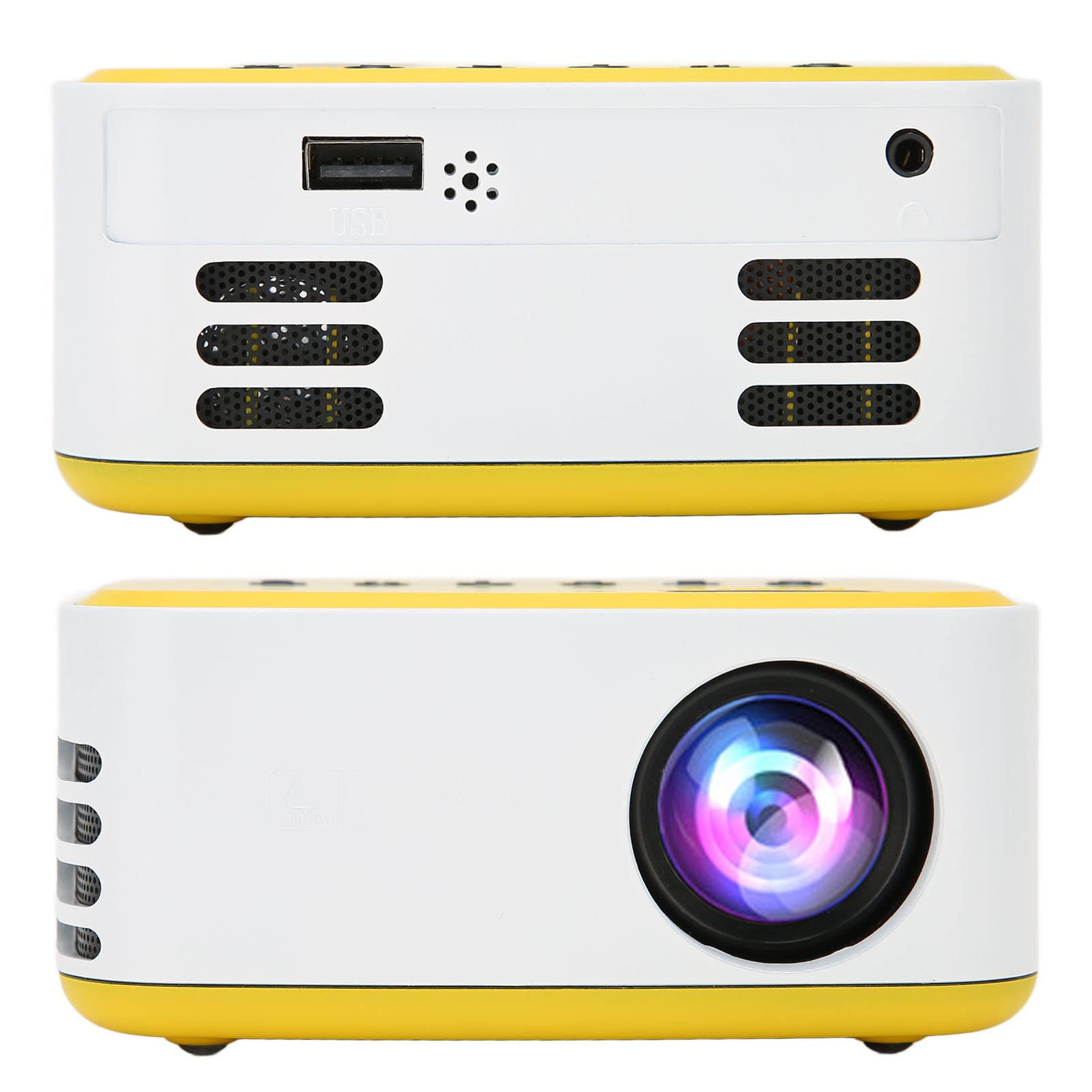 Portable Mini Projector, HD 1080P WiFi USB Bluetooth Wireless Cinema Projector,Built in Speakers,Kids Cartoon Home Theater Beamer,for USB/Mobile Hard Disk/Phone,for Outdoor Movie Video Projector(US)