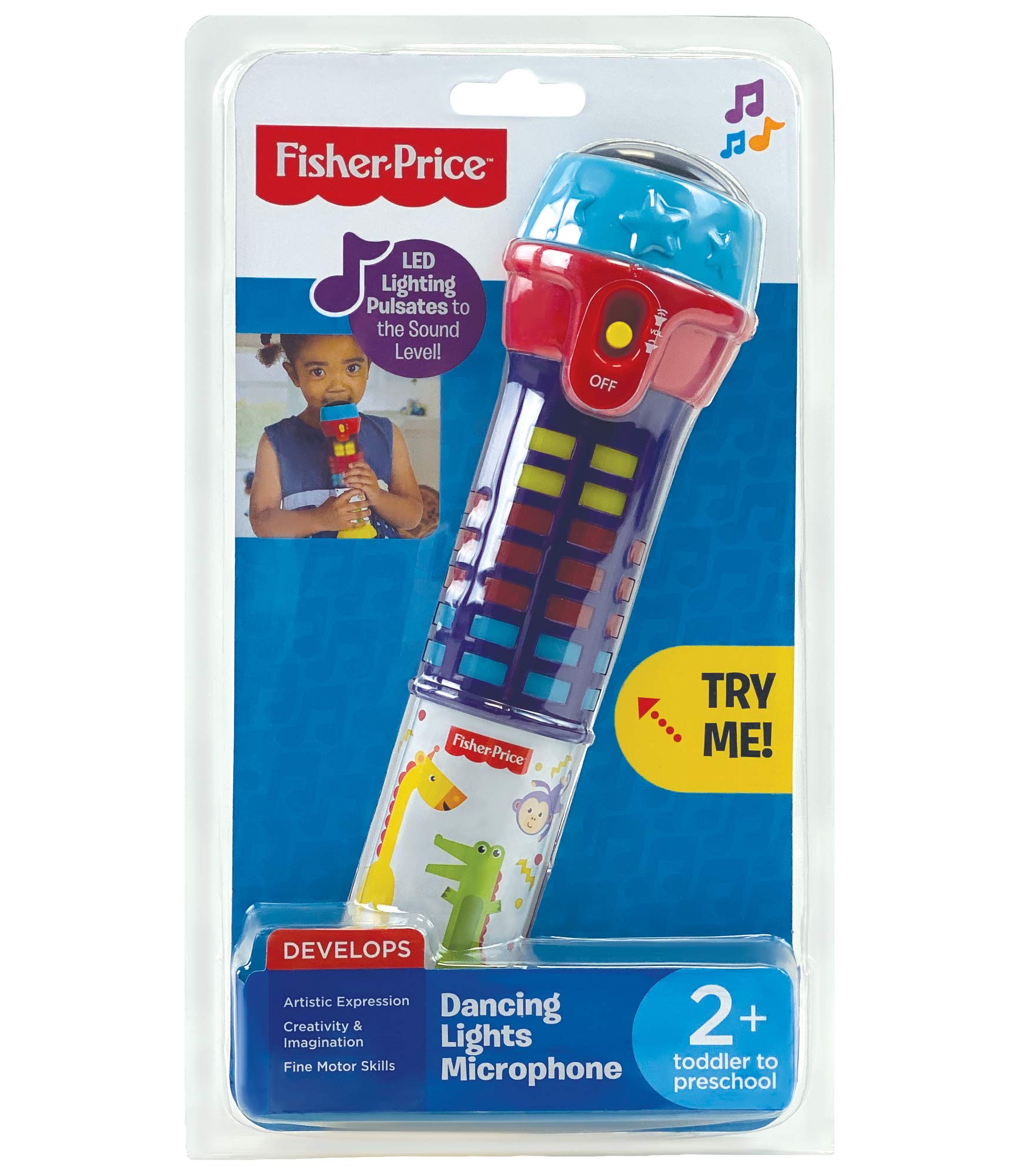 Fisher-Price – Dancing Lights Microphone, Educational Music Toy, Melodies, Light Up Mic, Kids, Toddler, Ages 3+
