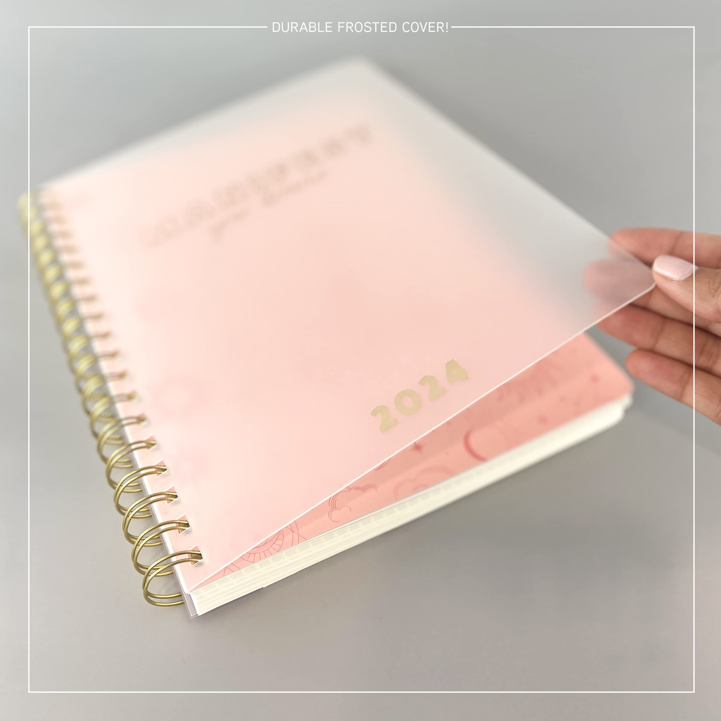 Graphique 2024 Spiral Frosted Cover Planner | 18 Month Organizer July 2023 - Dec. 2024 | Weekly & Monthly Spreads | To-Do & Note List | Reference Tabs | Reminder Stickers | Manifest | 8” x 10”