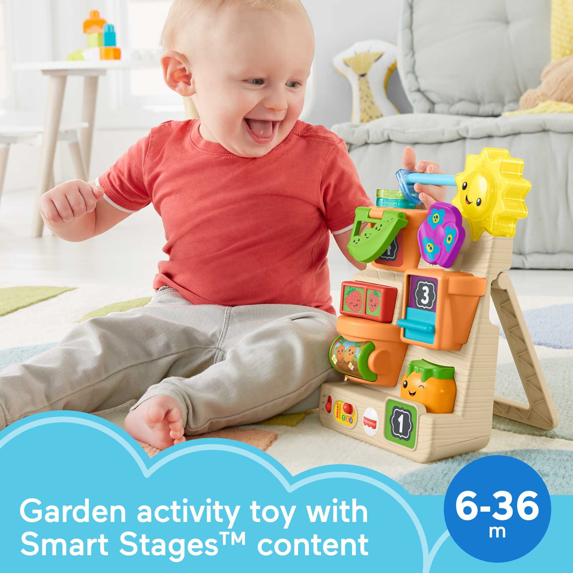Fisher-Price Laugh & Learn Peek and Play Busy Garden, Musical Activity Toy with Learning Content for Baby and Toddlers
