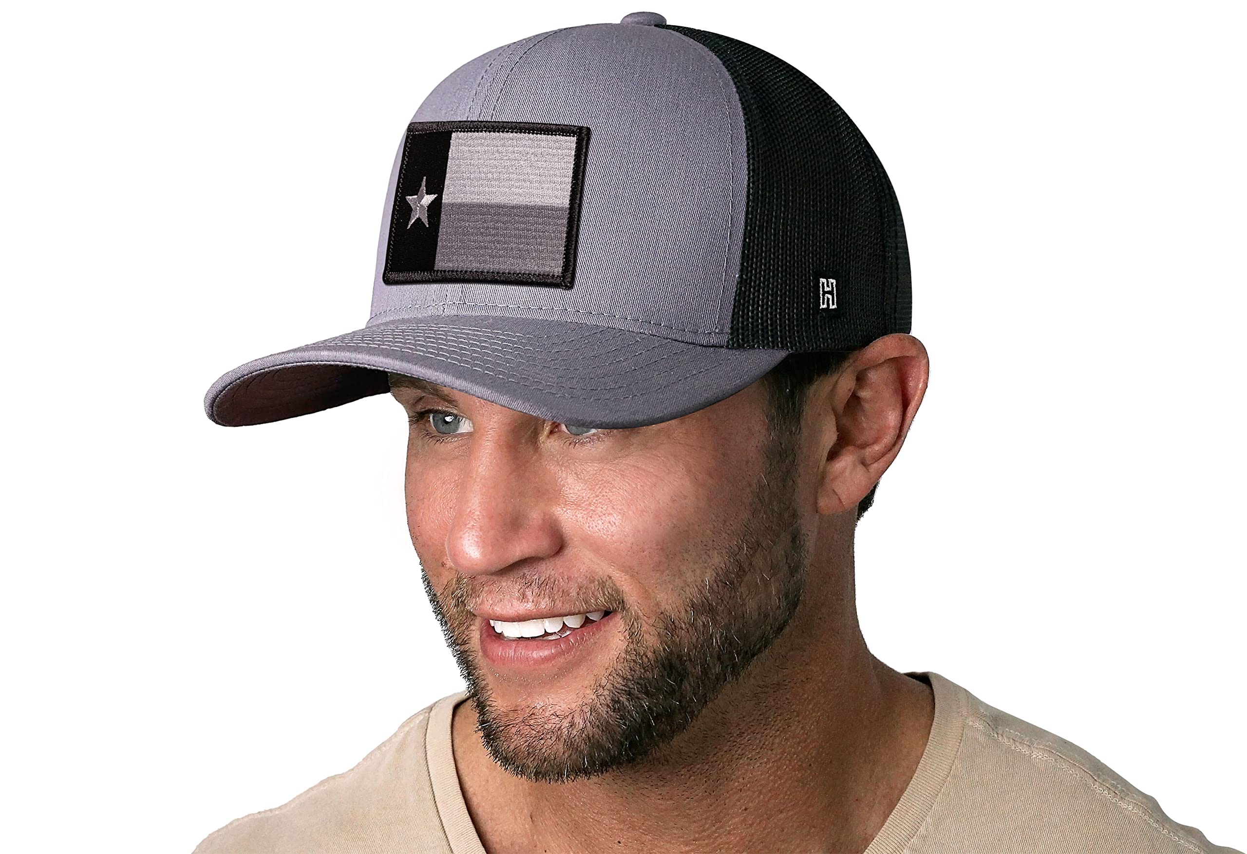 HAKA Texas Flag Hat - Texas Trucker Hat Snapback TX Baseball Cap Golf Hat (Grey/Black)