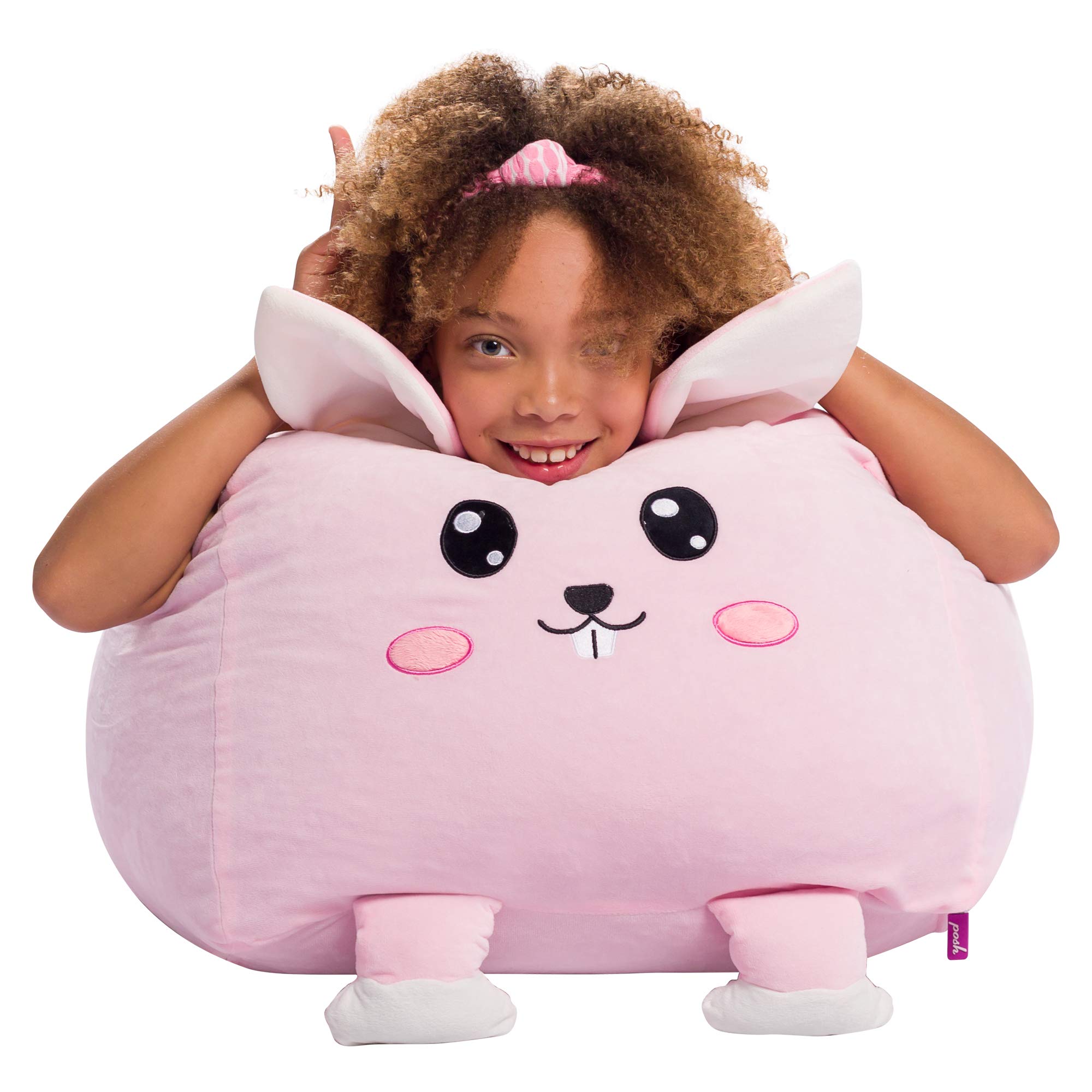 Posh Creations Large Bean Bag Soft Cozy Animal Chair for Bedrooms, Kids Lounger, Medium, Bunny - Tie Dye