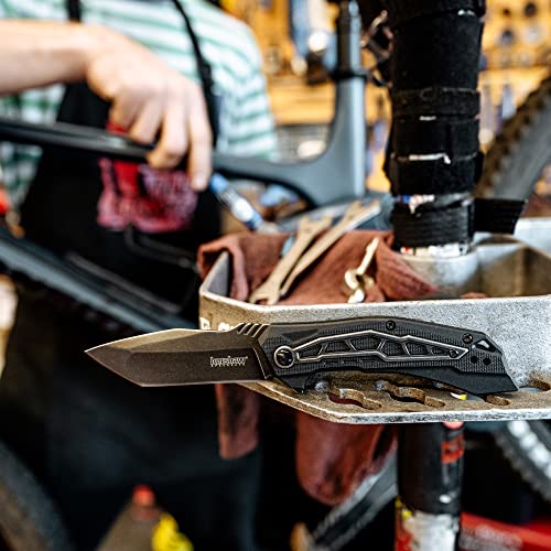 Kershaw Flatbed Pocket Knife, Black 3.125 inch Blade with SpeedSafe Opening Mechanism, Glass Filled Nylon Handle with Liner Lock and Pocketclip