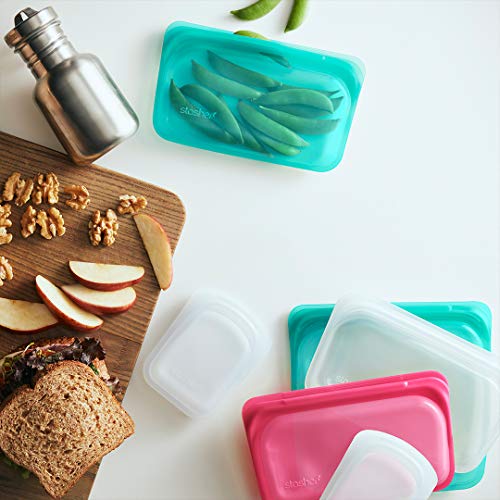 Stasher Silicone Reusable Storage Bag, Snack (Terra Cotta) | Food Meal Prep Storage Container | Lunch, Travel, Makeup, Gym Bag | Freezer, Oven, Microwave, Dishwasher Safe, Leakproof