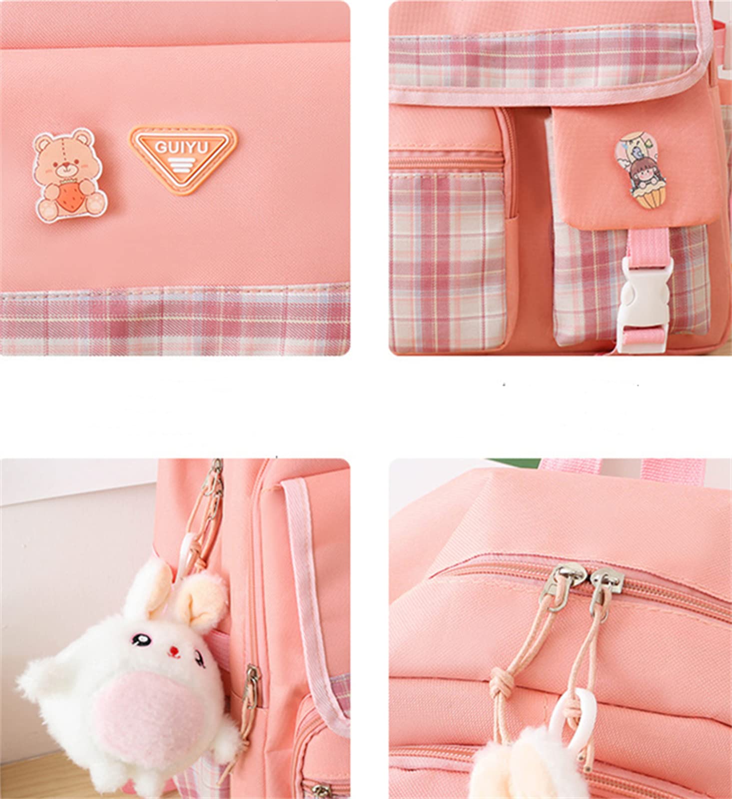 FAIRI Kawaii Backpack Set 4pcs Cute Aesthetic Backpack Preppy Trendy Japanese Anime Aesthetic School Supplies