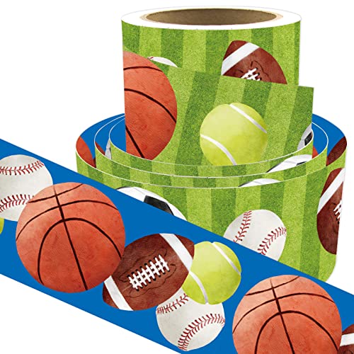 Sport Bulletin Board Borders Sports Double Side Straight Border Trim for Classroom Whiteboard Chalkboard School Decoration Decor Teacher Supplies 3 in X 36ft