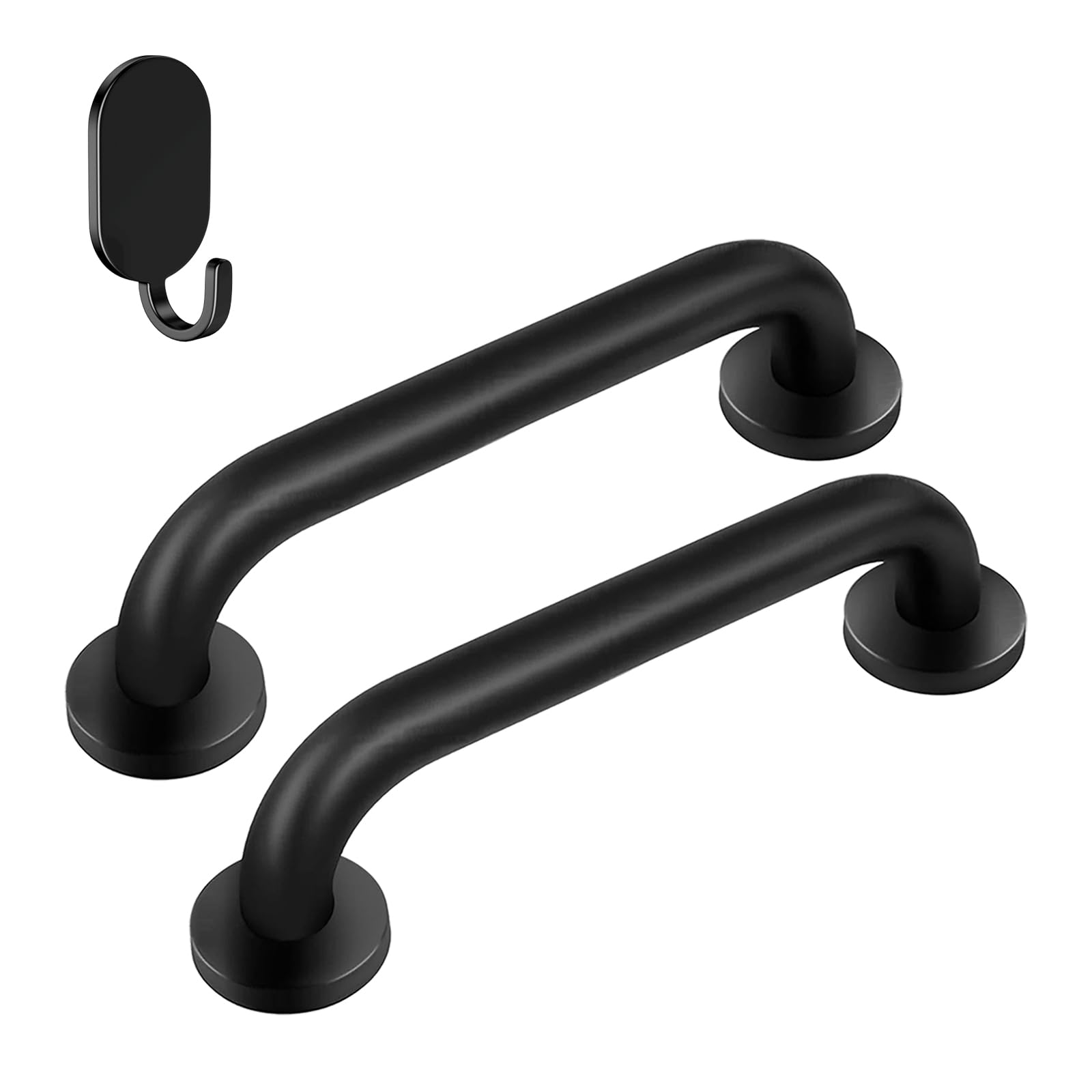 Supwish Handicap Grab Bars for Shower 16 Inch Black, 2 Pack Bathroom Grab Bars for Wall Toilet Bathtub, Shower Bars Safety Hand Rail Support Handle - Shower Grab Bars for Seniors Elderly Disabled