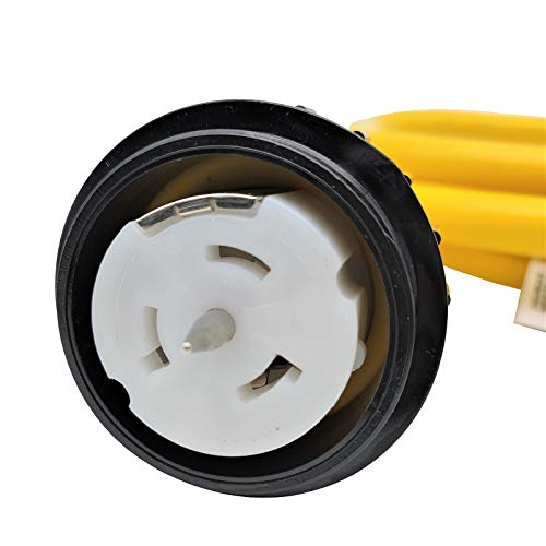 Parkworld 62176 Shore Power Adapter Generator 30A L14-30P Male to Marine 50A SS2-50R Female with Locking Ring (20FT)