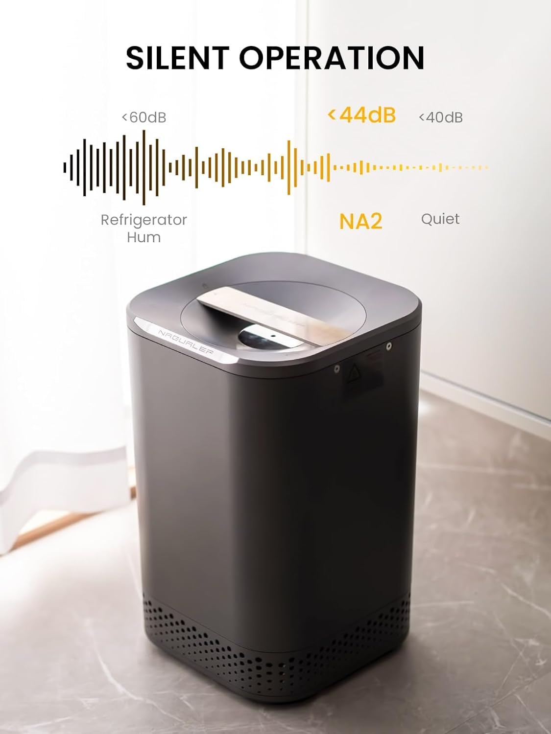Nagual Smart Electric Composter for Kitchen, Mill Composter Kitchen Bin, One Button Turn Waste into Natural Fertilizer, Auto-Stop, High Temperature Sterilization, Filter Deodorization(NA2 2.5L)