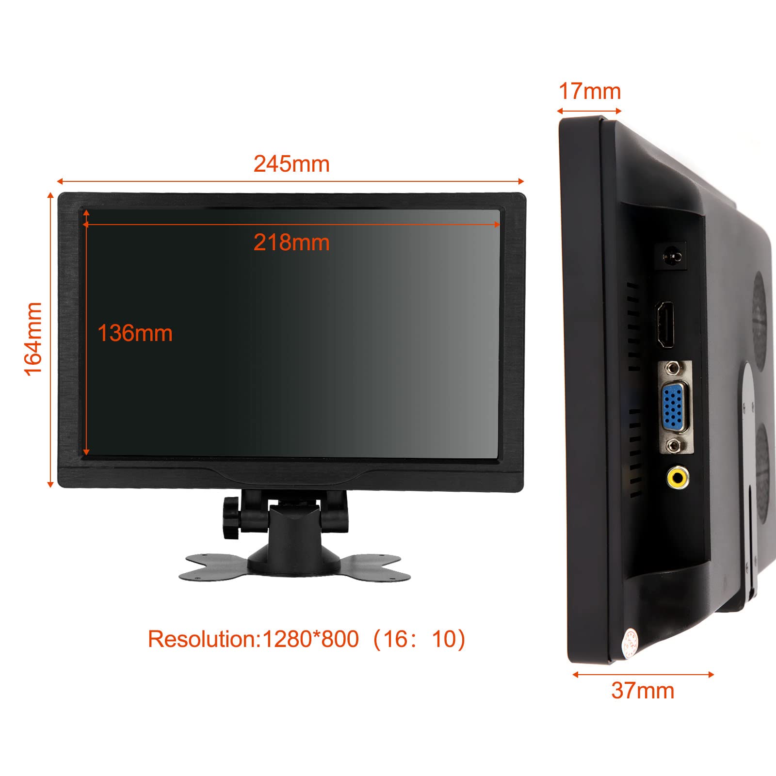 MAFILT 10.1" 1280x800 Full HD IPS Touch Screen Portable Monitor with HDMI VGA for Raspberry Pi WiiU Xbox 360 Windows,Built-in Speaker