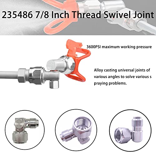 YESHINDA 235486 7/8 Inch Thread 180 Degree Rotation Swivel Joint for Airless Paint Spray Gun Swivel Joint