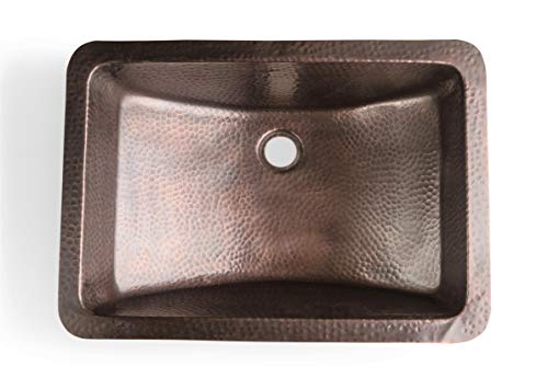 Monarch Abode 17095 Hand Hammered Venetian Dual Mount Bathroom Vanity Sink, 21 Inches, Pure Copper