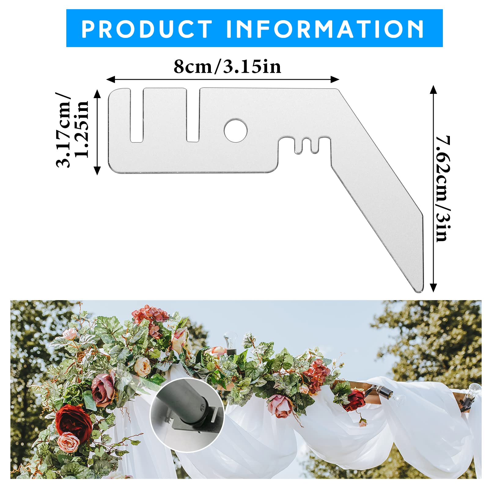 Wenyrich 3'' Double Crossbar Hanger 4Pcs Pipe and Drape,Wedding Valance Hanger for Backdrop Portable Curtain Stand Parties