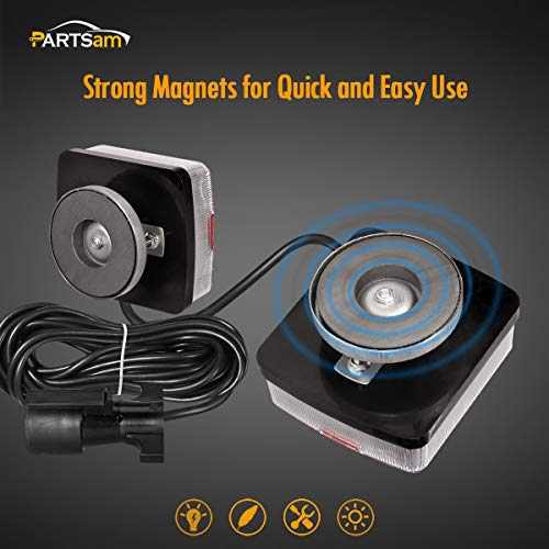 Partsam Magnetic LED Trailer Towing Light Kit w/Reflex, Universal 2x 15 LED Trailer Rear Light, Board Tail Brake Stop Indicator License Plate Light Lamp, 24ft Cable with 7 Pin Plug, IP68 Waterproof