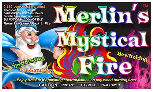 Mystical Fire Merlinβs Fire Colorant Vibrant Long-Lasting Pulsating Flame Color Changer for Indoor or Outdoor Use 0.882 oz Packets 25 Count Box