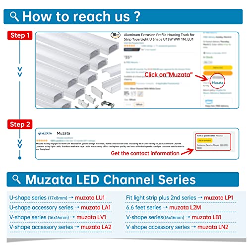 Muzata 5Pack 3.3FT/1M Plus-Size LED Channel System for Waterproof LED Strip up to 16mm Width Silver LED Strip Channel 18x13mm Clear Anti-UV Sun Protect Cover U103 WT