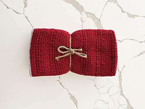 Great Useful Stuff Made in The USA 100% Cotton Kitchen Towels Ultra Soft Absorbent Quick Drying American Dish Towels, Set of 2, Large 24" x 15" Inches (Red and Natural)
