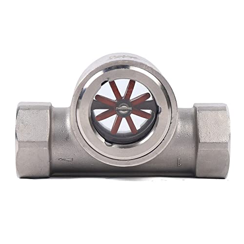 Water Flow Indicator, Stainless Steel 1" NPT Female Thread Sight Flow Indicator with Plastic Impeller